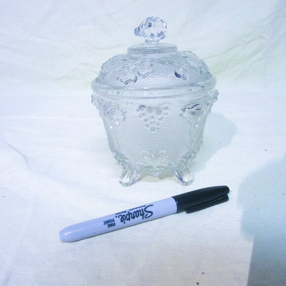 PRESSED GLASS JAM SERVER | Dining | Vtg Pressed Glass Jamjelly Server ...